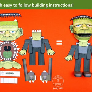 Frankenstein Paper Puppet Halloween Holiday Printable - Etsy