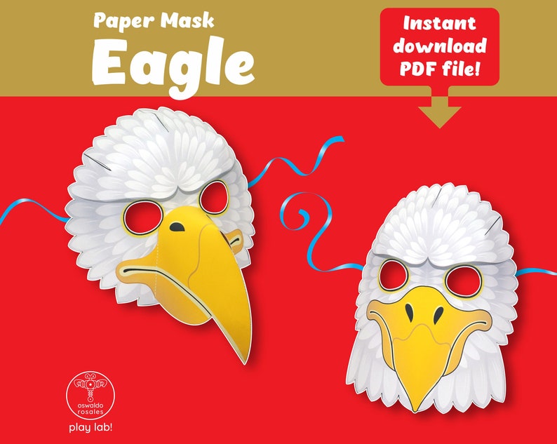 Eagle, Paper Mask, North American Animal, Printable, Paper Craft, Paper ...