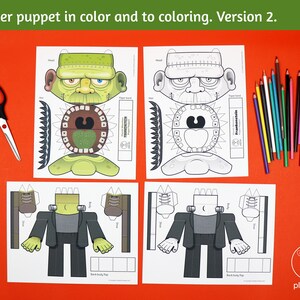 Frankenstein, Paper Puppet, Halloween, Holiday, Printable, Papercraft ...