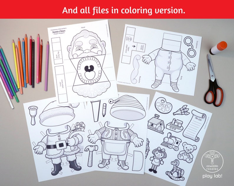 Santa Claus, Paper Puppet, Christmas, Holiday, Printable, Papercraft ...