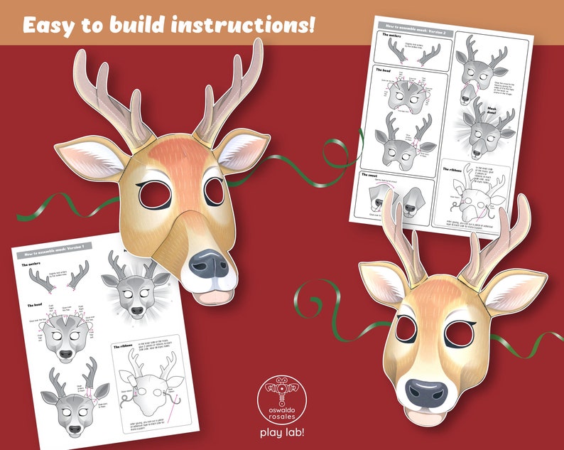 Deer, Paper Mask, North American Animal, Printable, Paper Craft, Paper ...