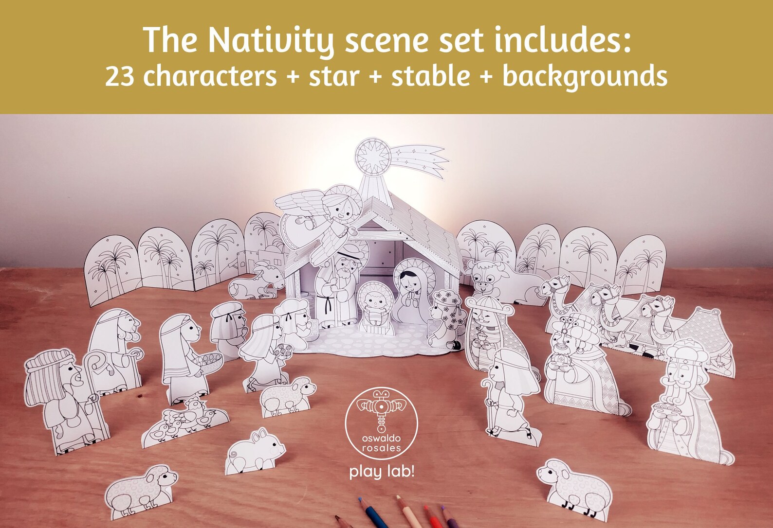 Nativity Scene Coloring Printable Paper Model Paper Set - Etsy