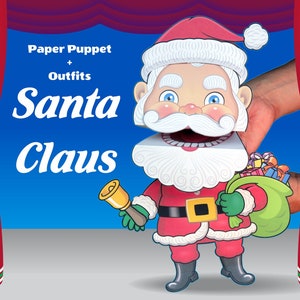 Santa Claus, Paper Puppet, Christmas, Holiday, Printable, Papercraft ...