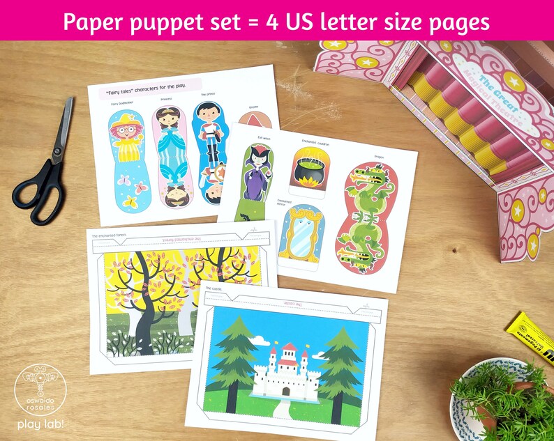 Toy Theatre, Pink, Toy Theater, Paper Puppets, Fairy Tale, Printable ...