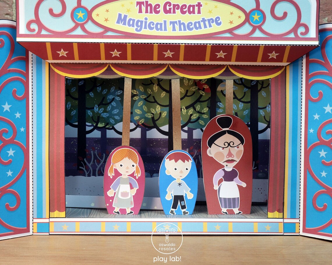 Paper Puppets Set, Hansel and Gretel, Fairy Tale, Printable, Coloring ...