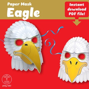 Eagle, Paper Mask, North American Animal, Printable, Paper Craft, Paper ...