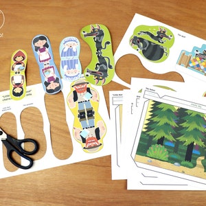 Paper Puppets Set, Fairy Tale, Printable, Coloring, Paper Craft, Paper ...