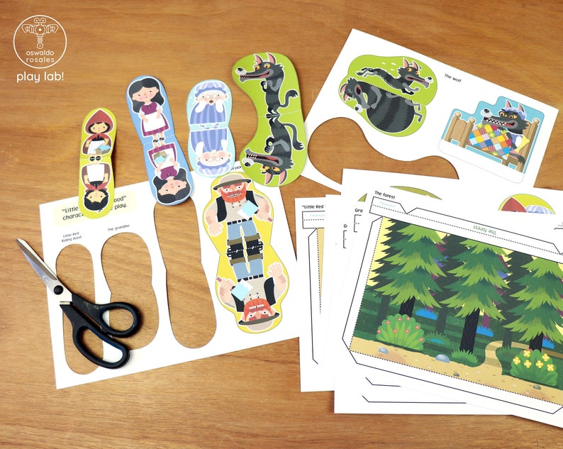 Paper Puppets Set, Fairy Tale, Printable, Coloring, Paper Craft, Paper ...