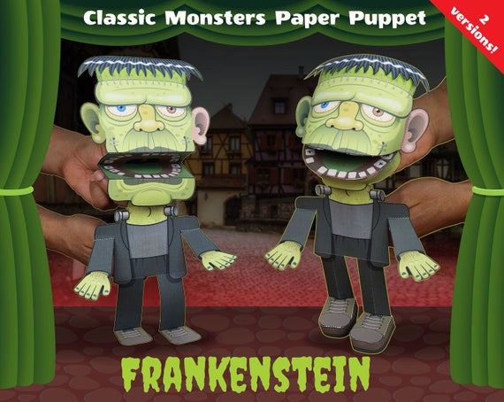 Frankenstein Paper Puppet Halloween Holiday Printable - Etsy