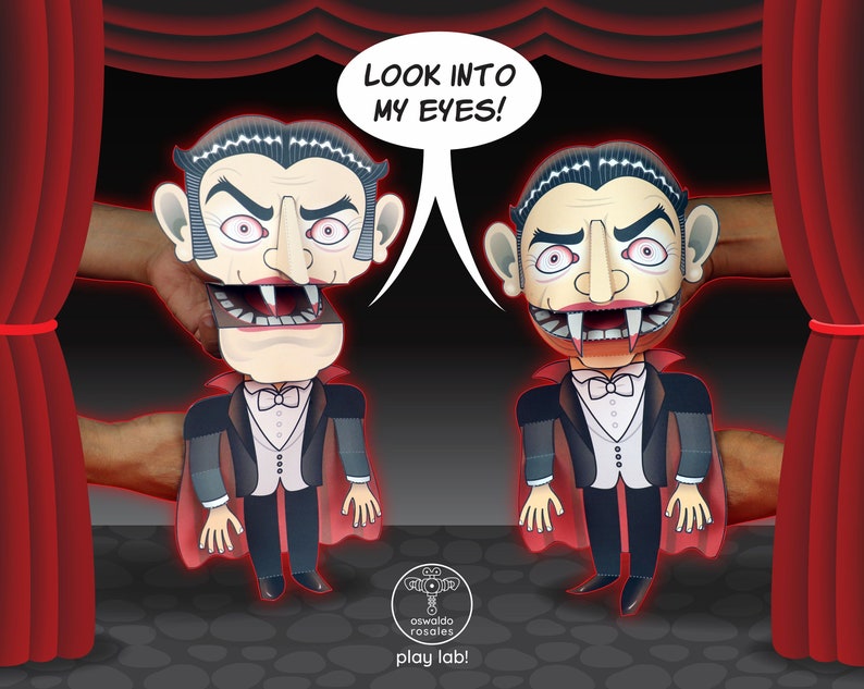 Dracula Paper Puppet Halloween Holiday Printable - Etsy