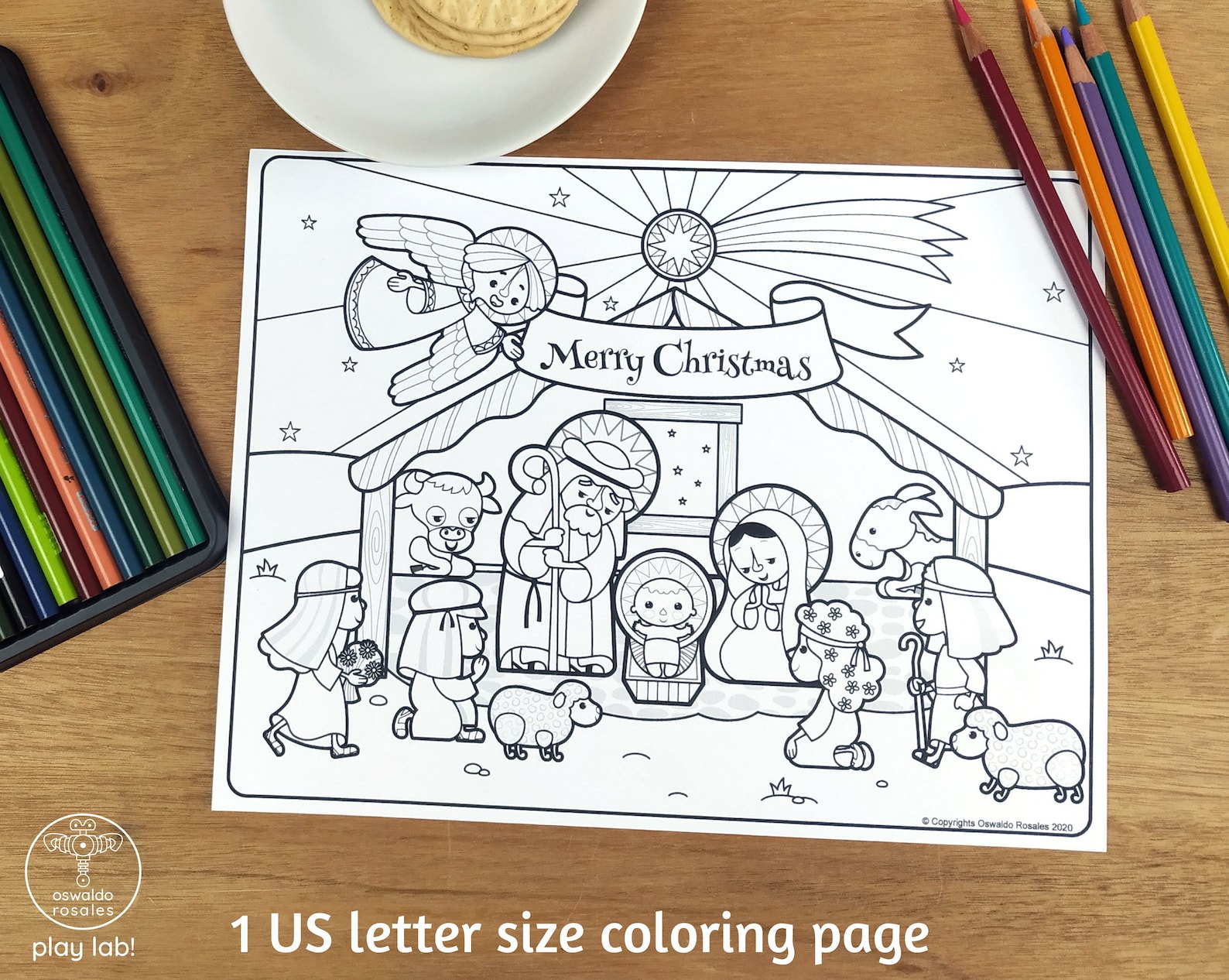 Nativity Scene, Holiday, Coloring Page, Coloring Sheet, Printable ...