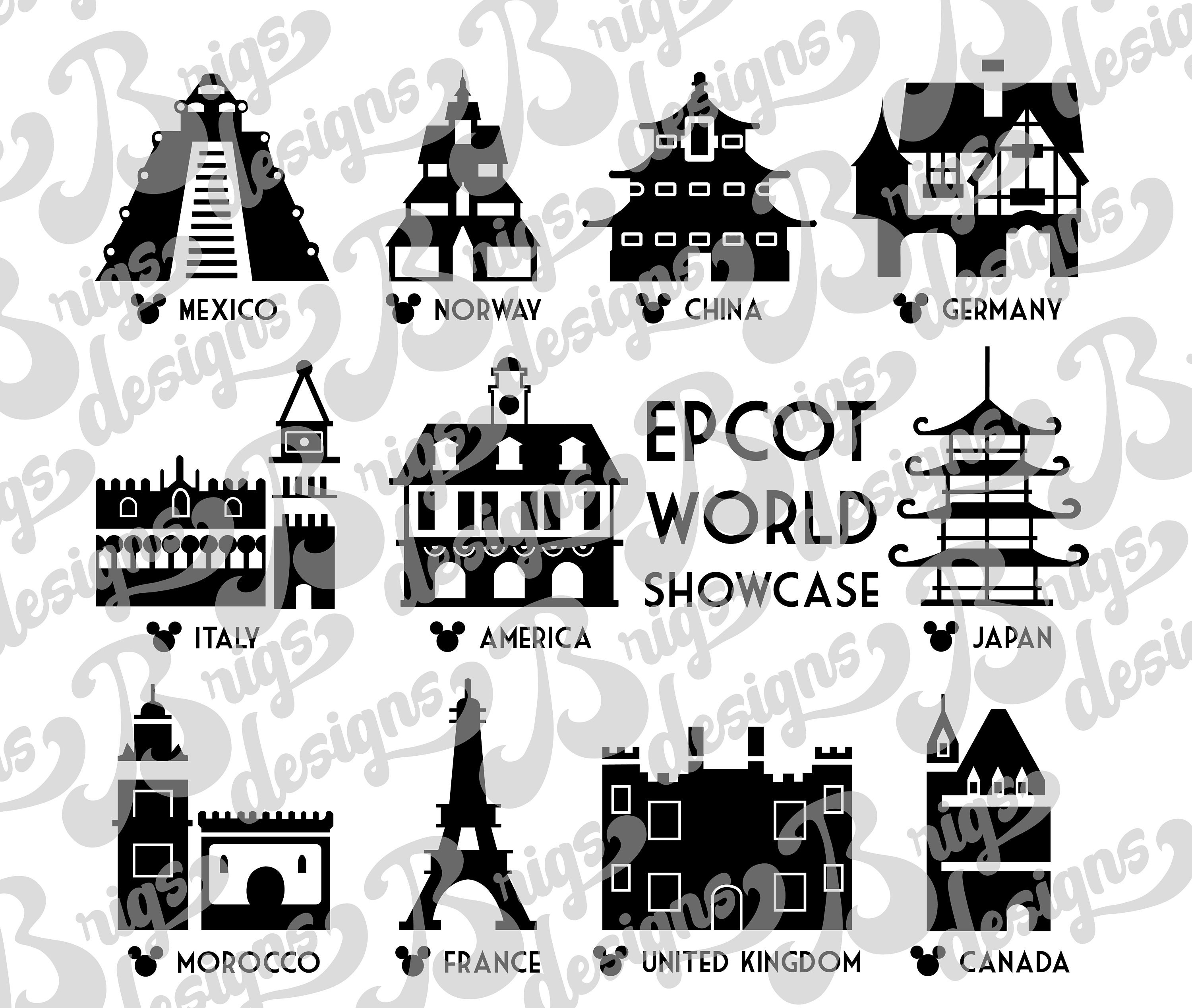 Epcot Pavilions with extra flare SVG | Etsy