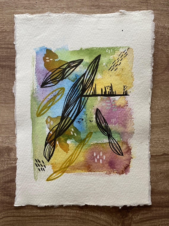 Cotton Rag Watercolour & Ink Original Abstract Painting in A5 | Etsy