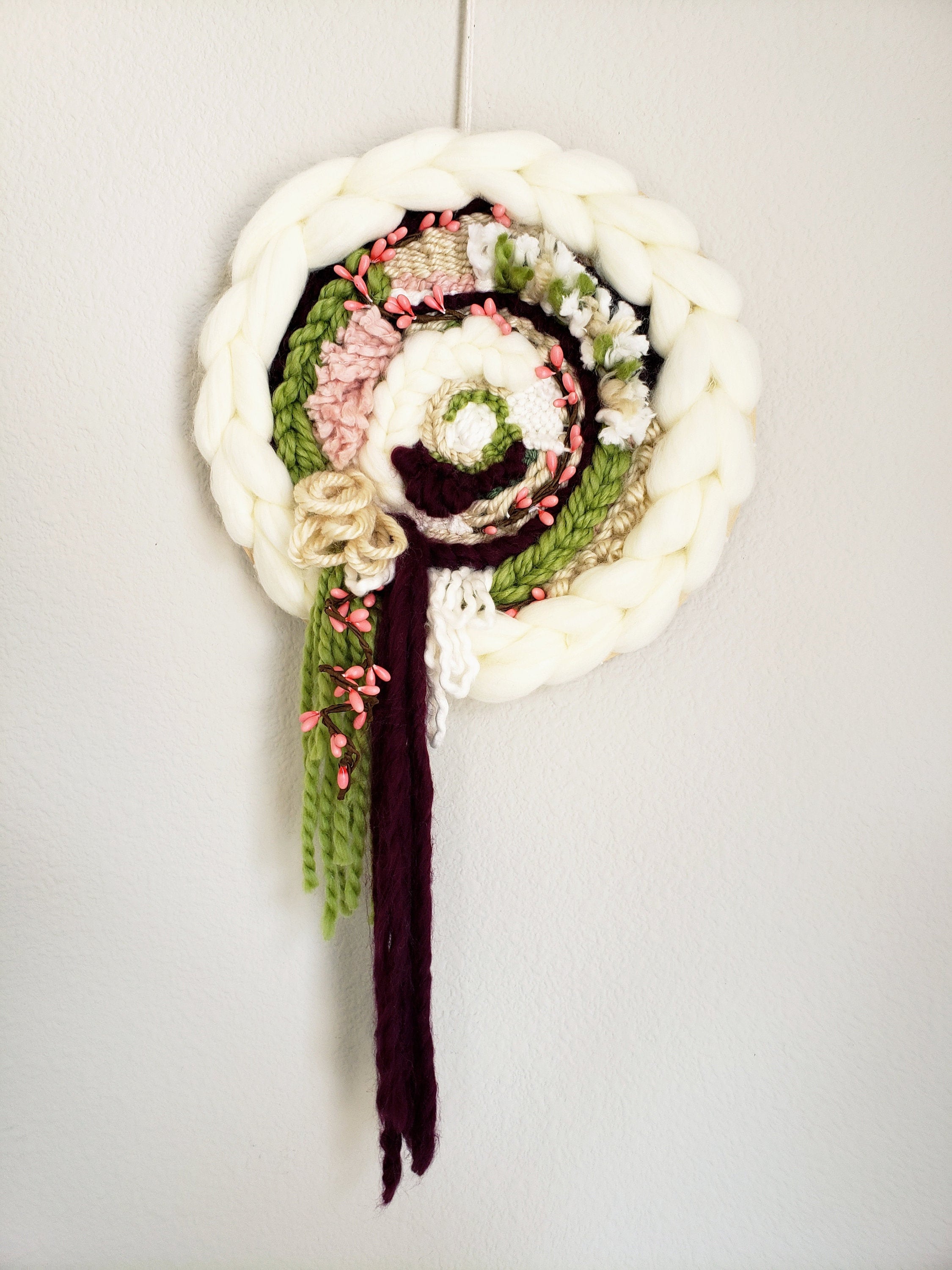 Circle Round Weaving Wall Art Decor Circular Woven Wall Hanging Green ...