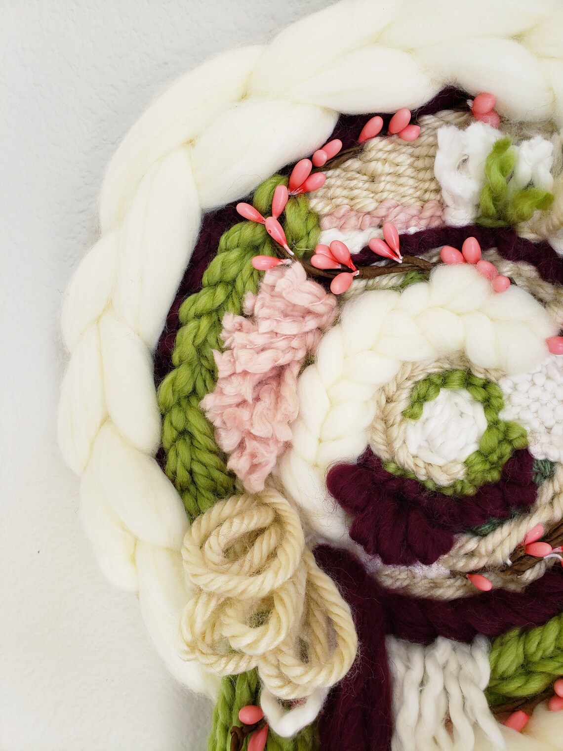 Circle Round Weaving Wall Art Decor Circular Woven Wall Hanging Green ...