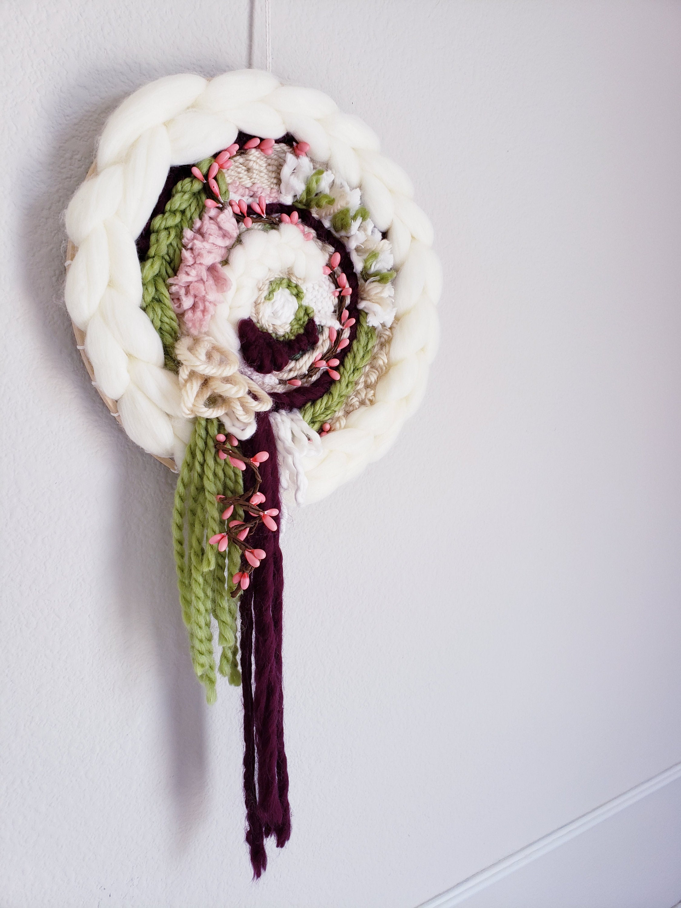 Circle Round Weaving Wall Art Decor Circular Woven Wall Hanging Green ...