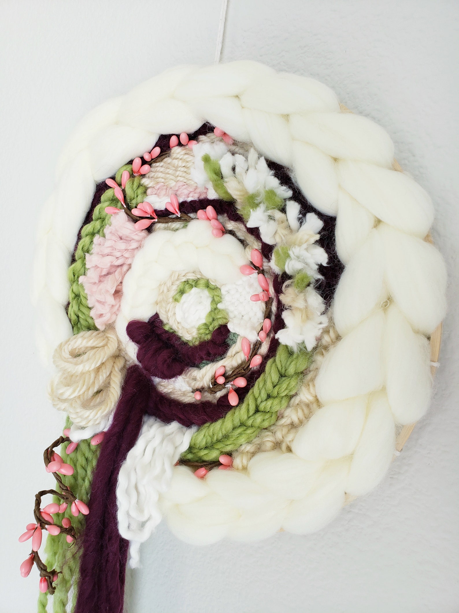 Circle Round Weaving Wall Art Decor Circular Woven Wall Hanging Green ...