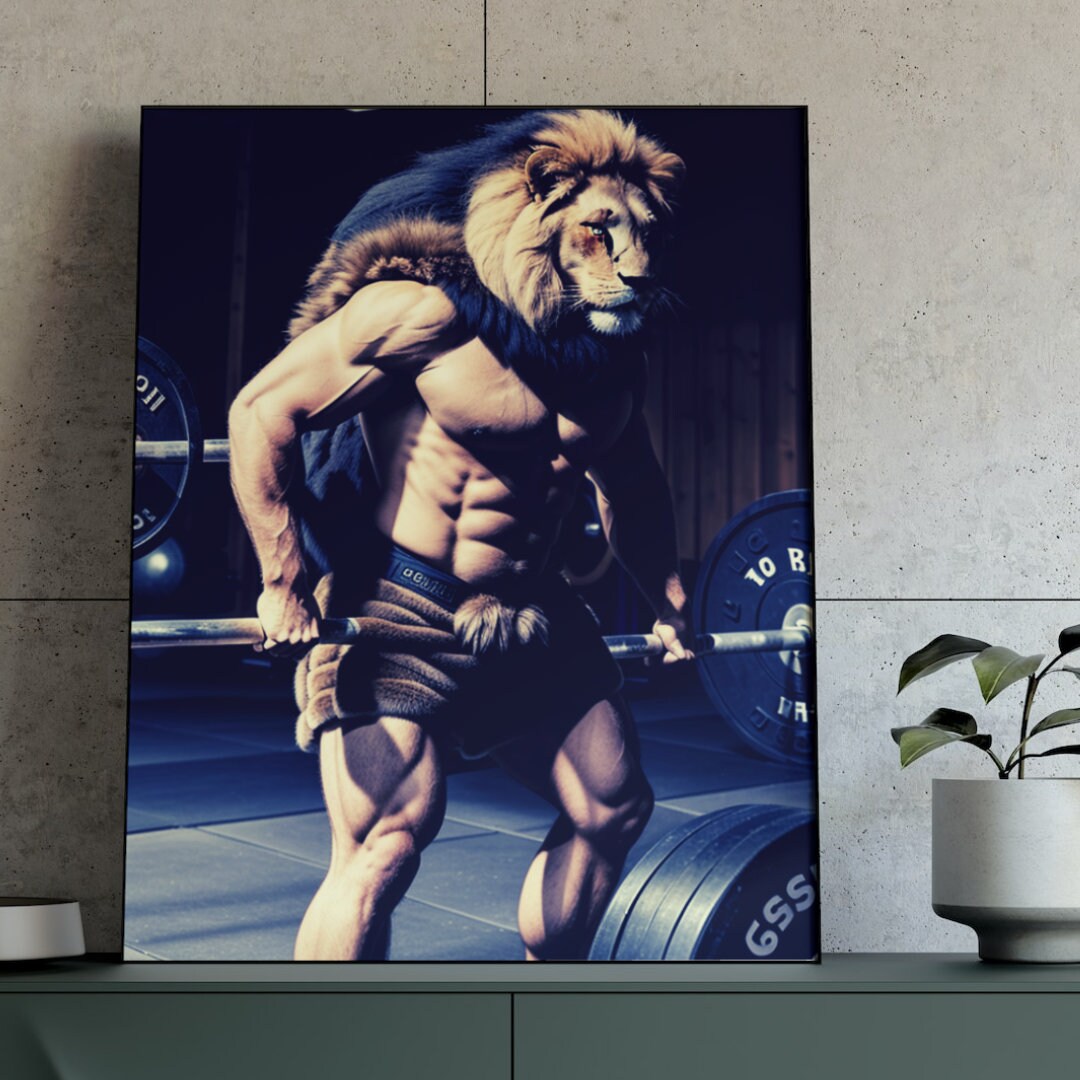 Poster Art Print bodybuilding Lion Motivating - Etsy