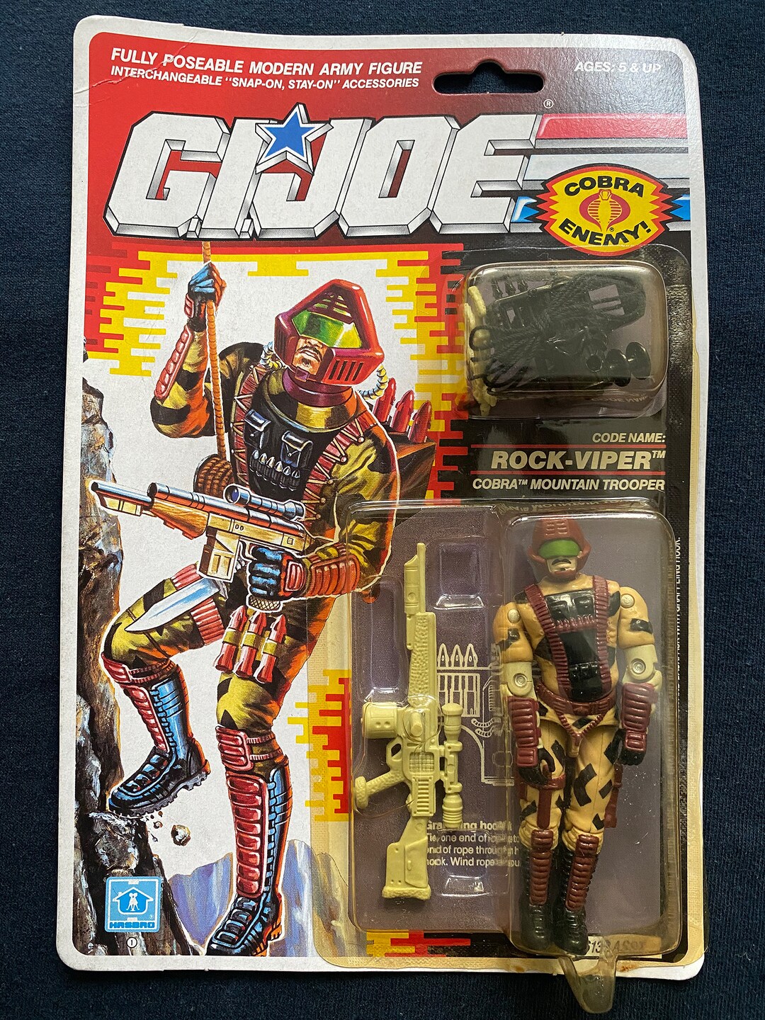 Vintage 1989 GI Joe A Real American Rock-viper Cobra Mountain Trooper ...