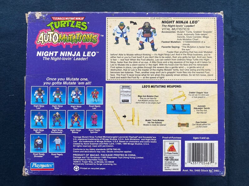 Vintage 1993 Playmates TMNT Teenage Mutant Ninja Turtles Auto Mutations ...