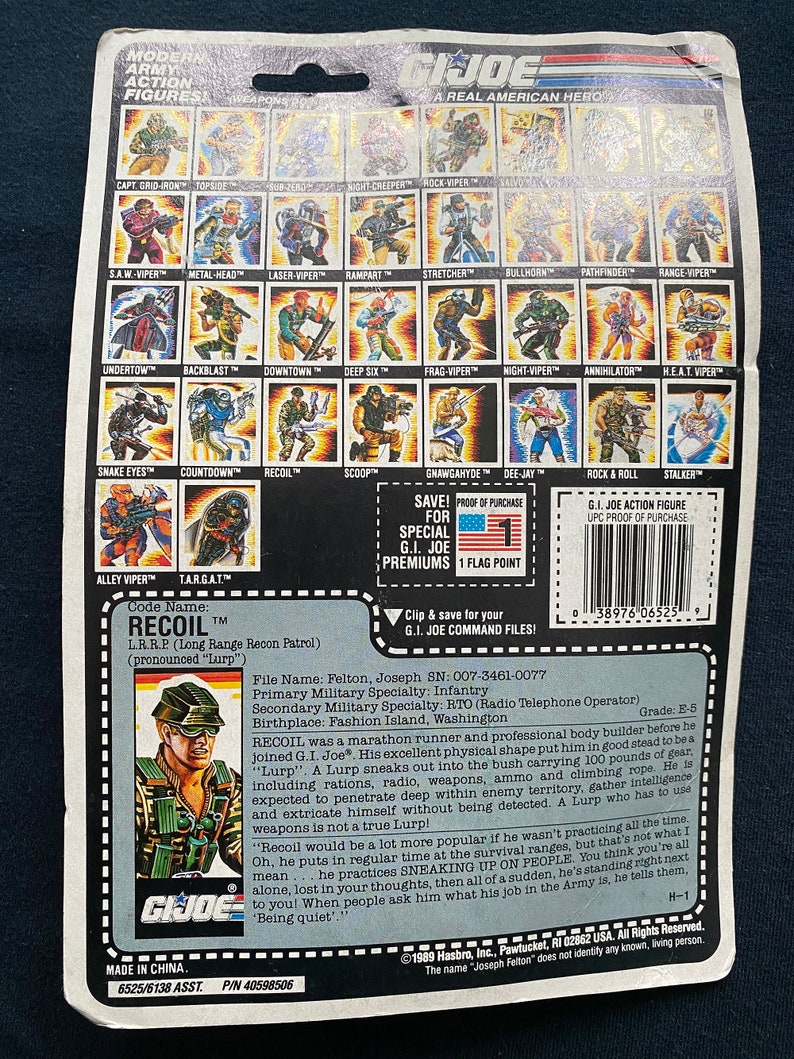 Vintage 1989 GI Joe A Real American Recoil Long Range Recon - Etsy
