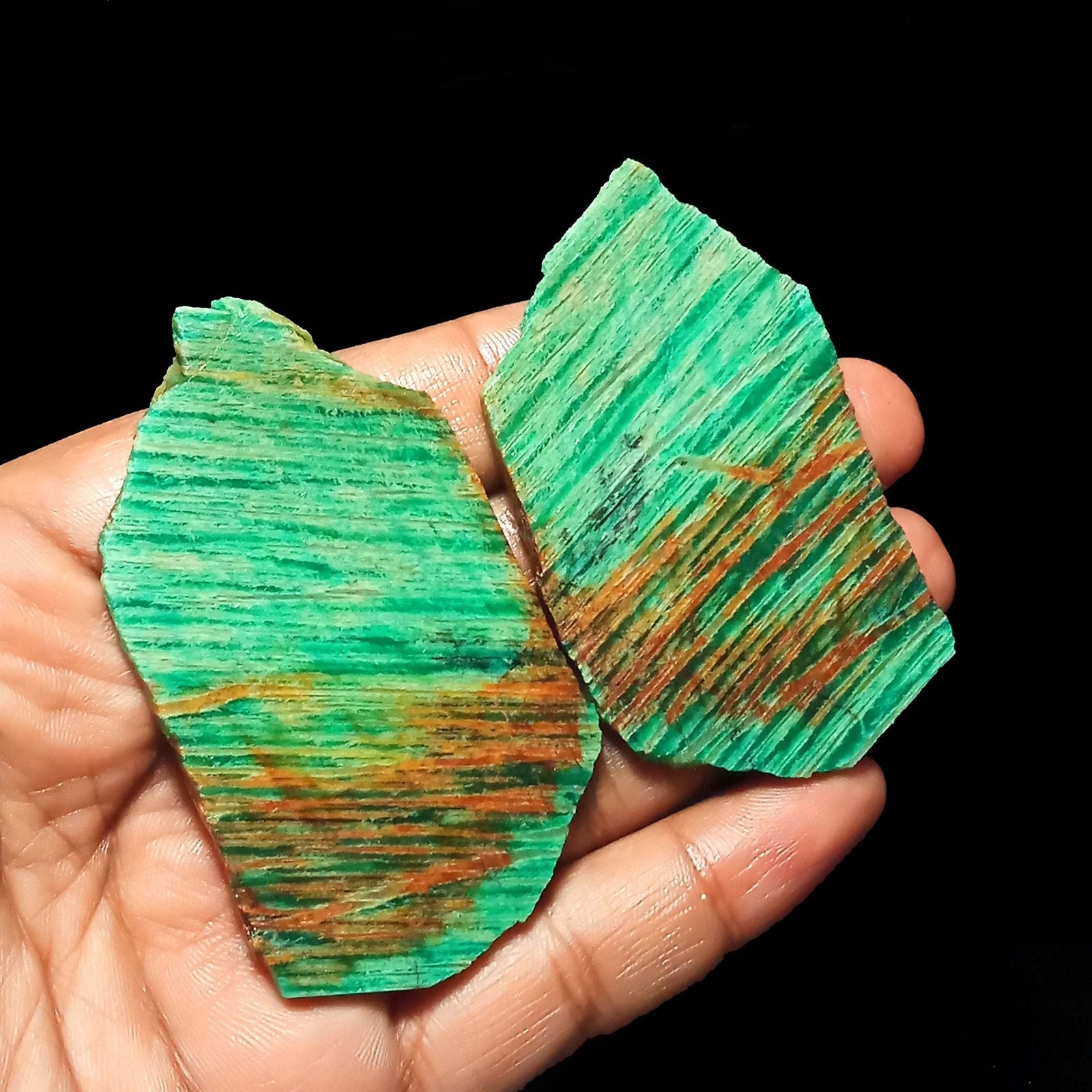 Natürlicher Australischer Amazonit Roh-Amazonit Scheibenpaar | Etsy