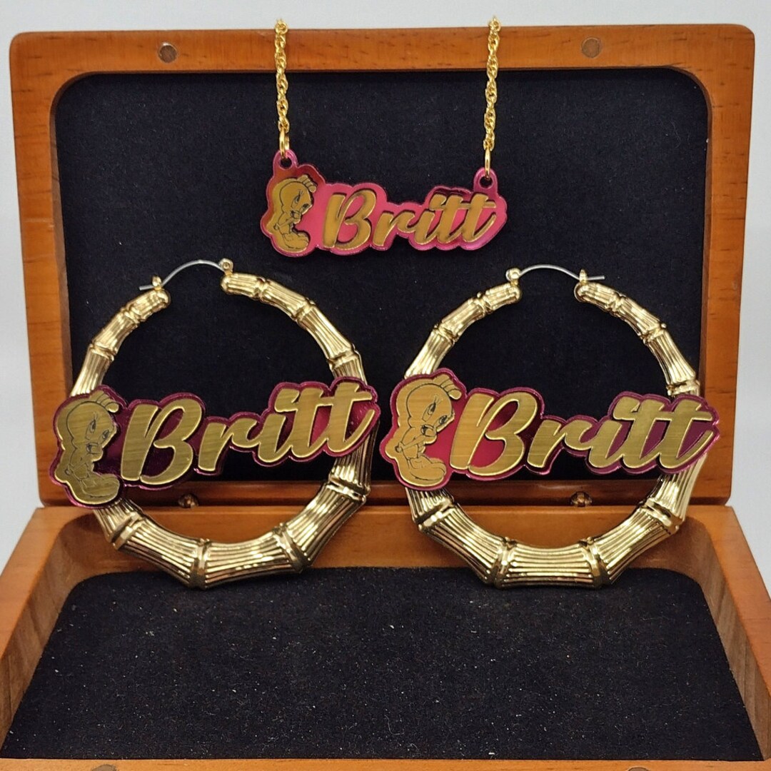 Tweety Bird Personalized Necklace and Hoop Earrings Girls Matching ...