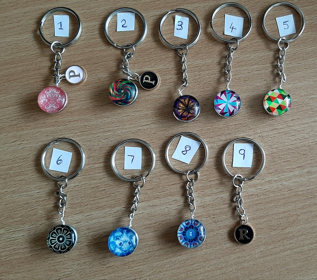 Mandala Double Sided Glass Keyrings in a Selection of Colours - Etsy
