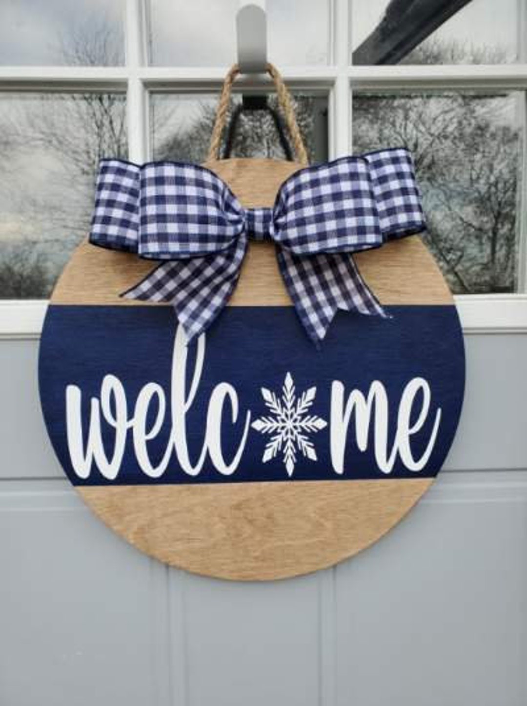 Winter Door Hanger Snowflake Front Door Decor Winter Wreath Front Door ...