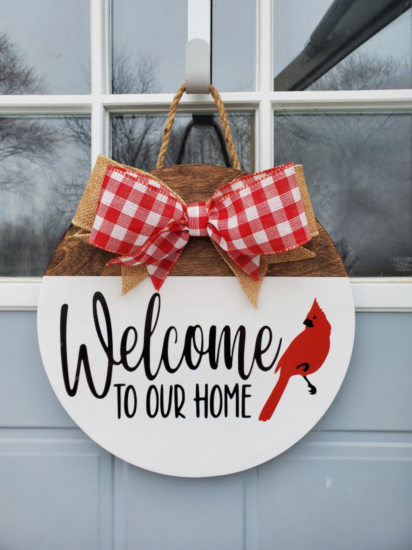 Front Door Hanger Cardinal Welcome Sign Cardinals Year | Etsy