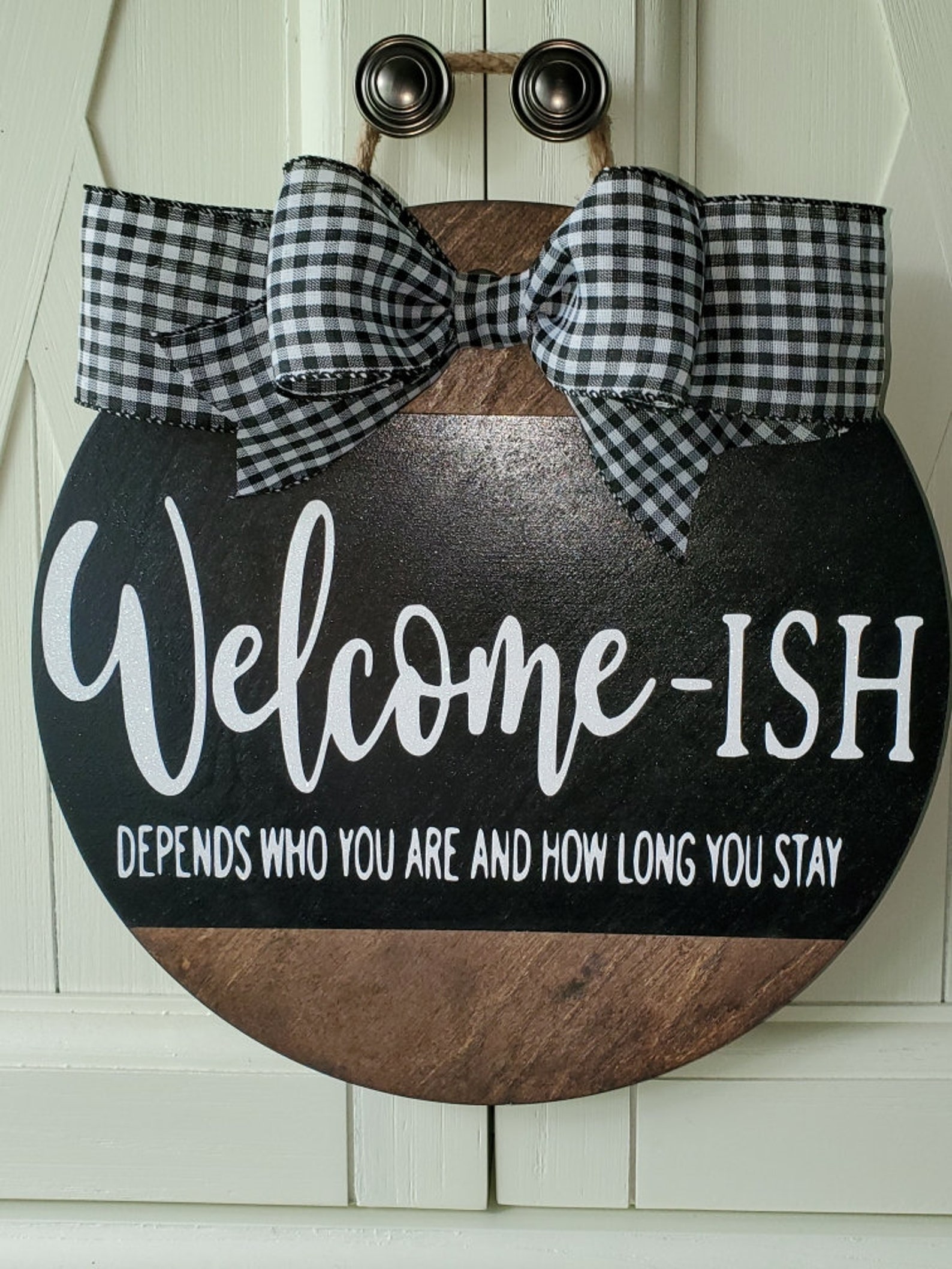 Welcome-ish Wood Round Sign Front Door Decor Welcome | Etsy