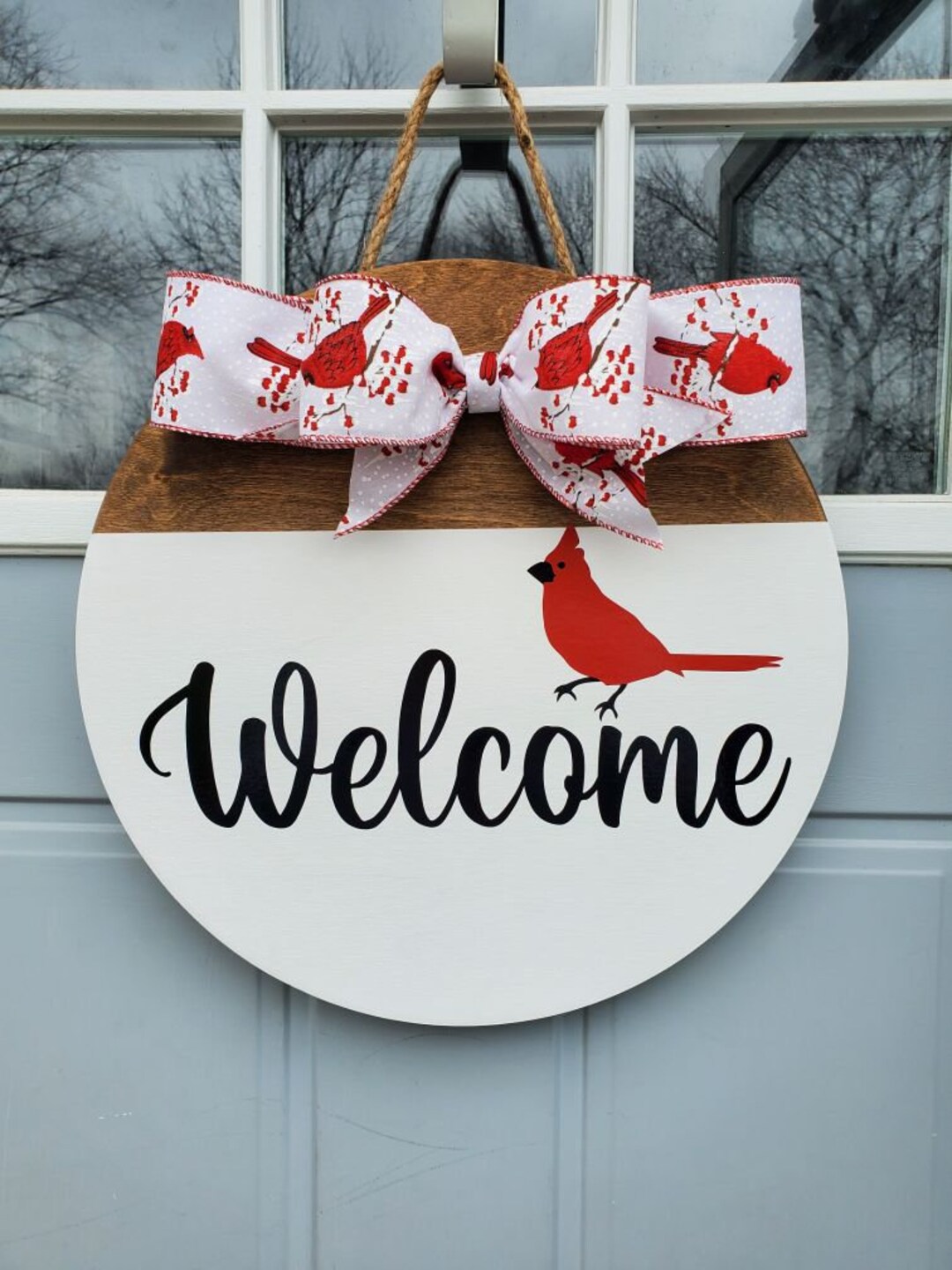Cardinal Front Door Decor | Cardinal Sign for Front Door | Bird Welcome ...