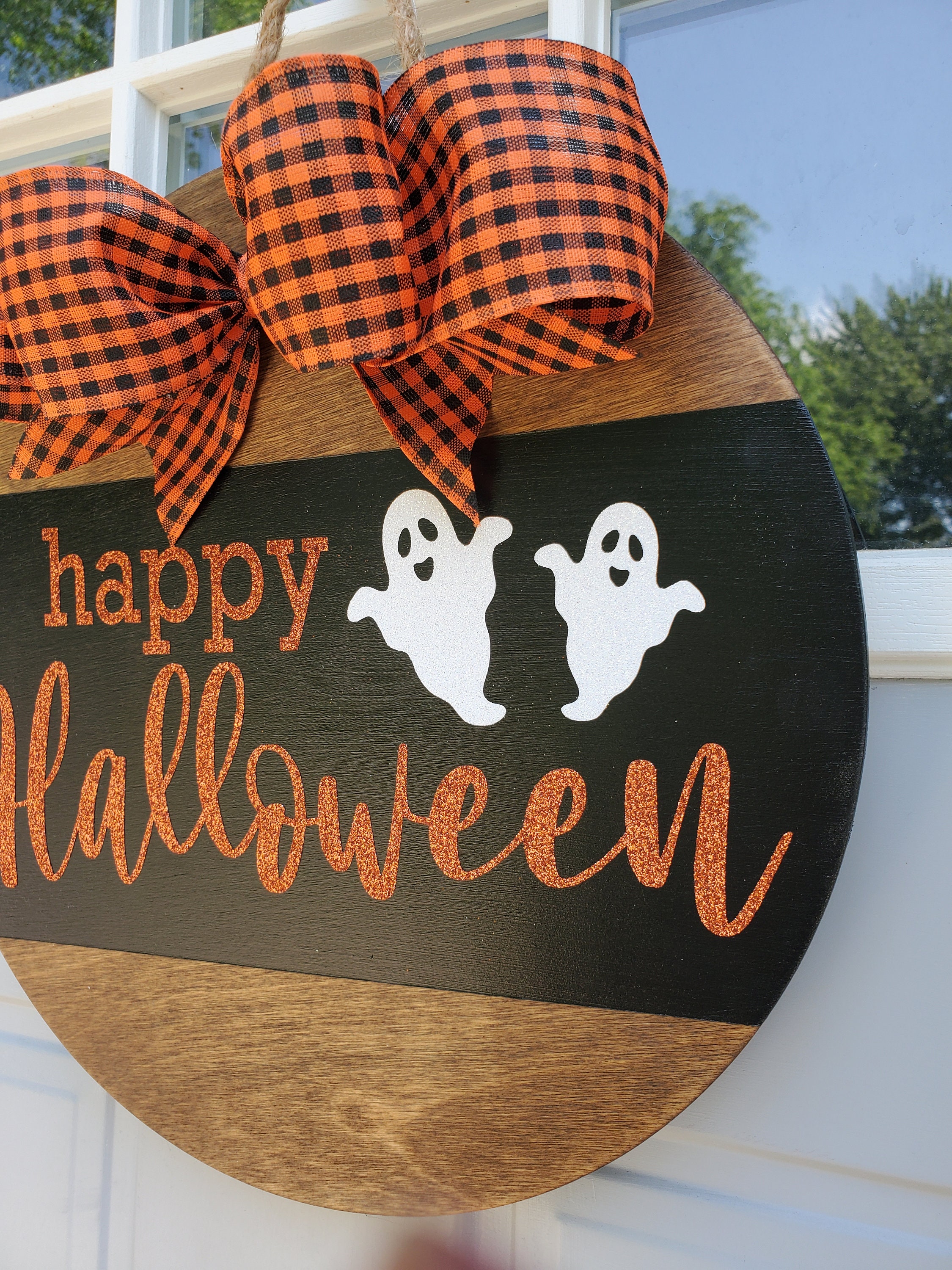 Halloween Door Hanger Halloween Door Round Happy Halloween - Etsy