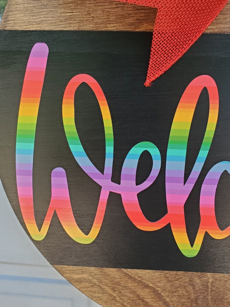 Front Door Hanger Welcome Sign Rainbow Rainbow Welcome - Etsy