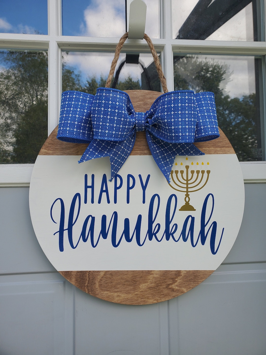 Happy Hanukkah Sign | Hanukkah Door Hanger | Hanukkah Door Sign ...