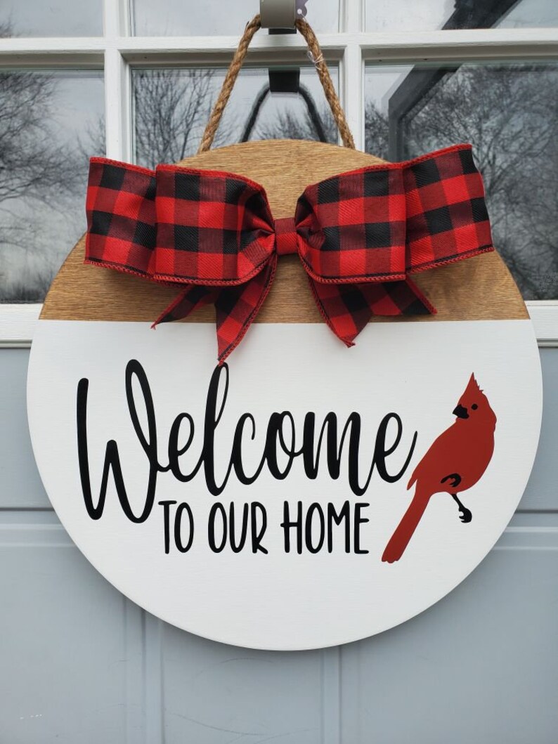 Front Door Hanger Cardinal Welcome Sign Cardinals Year - Etsy
