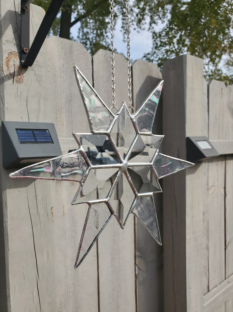 Snowflake Stained Glass Suncatcher Snowflake Stained - Etsy