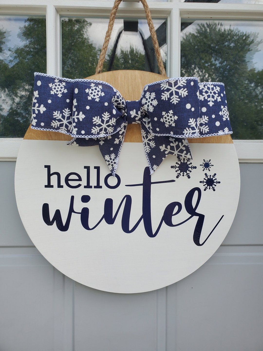 Hello Winter | Front Door Hanger | Winter Decor | Winter Wood Round ...