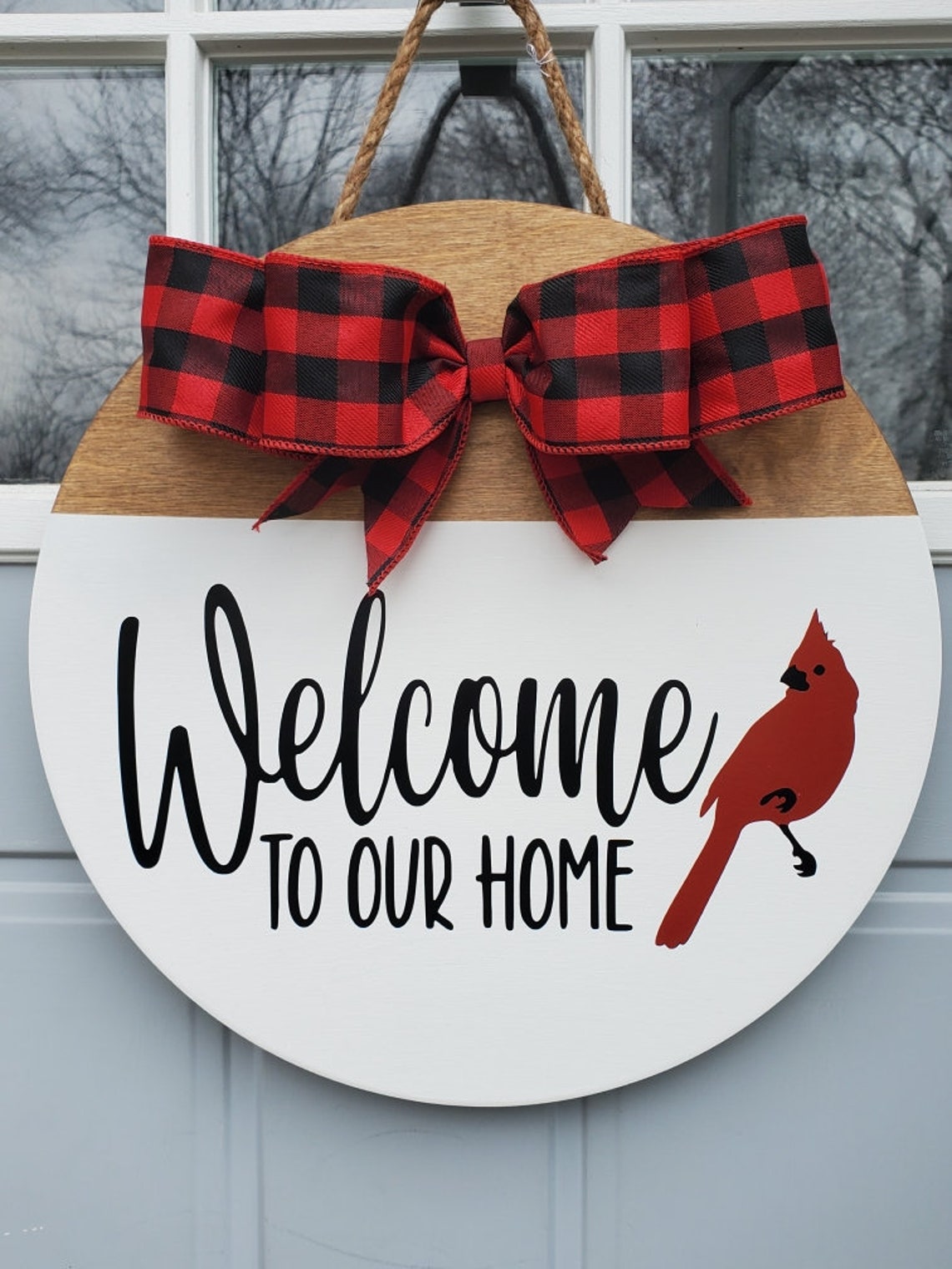 Front Door Hanger Cardinal Welcome Sign Cardinals Year - Etsy