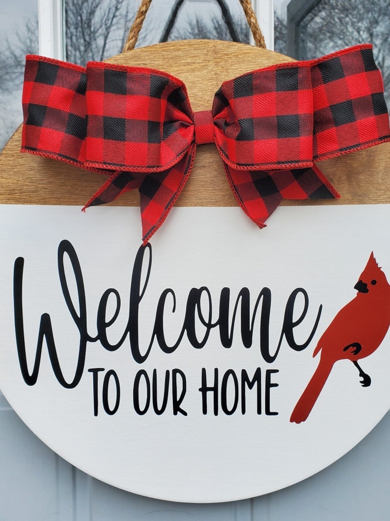 Front Door Hanger Cardinal Welcome Sign Cardinals Year - Etsy