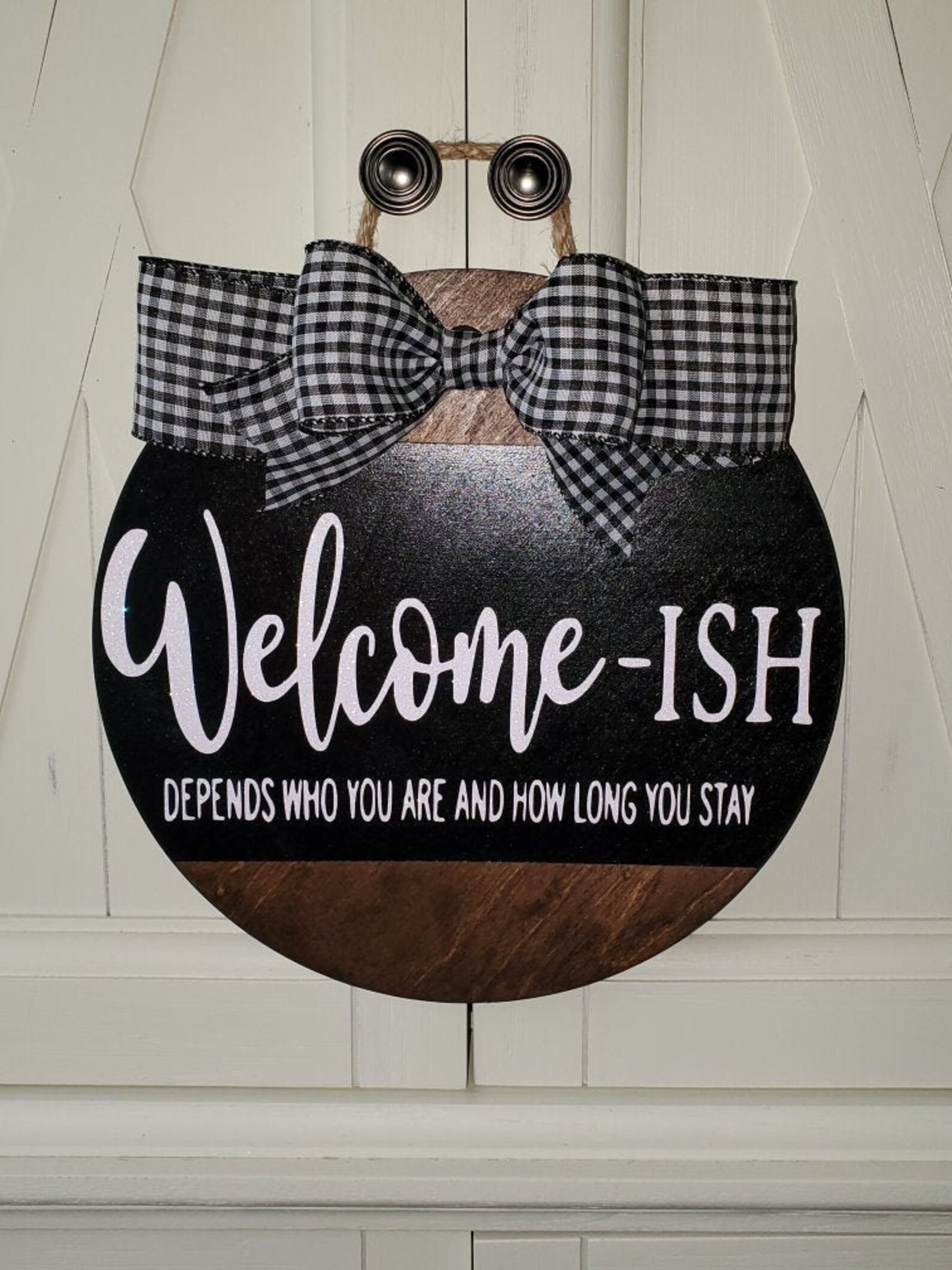Welcome-ish Wood Round Sign Front Door Decor Welcome | Etsy
