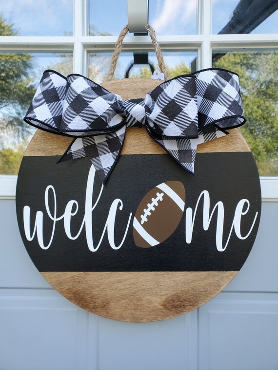 Front Door Decor Welcome Football Door Hanger Welcome - Etsy
