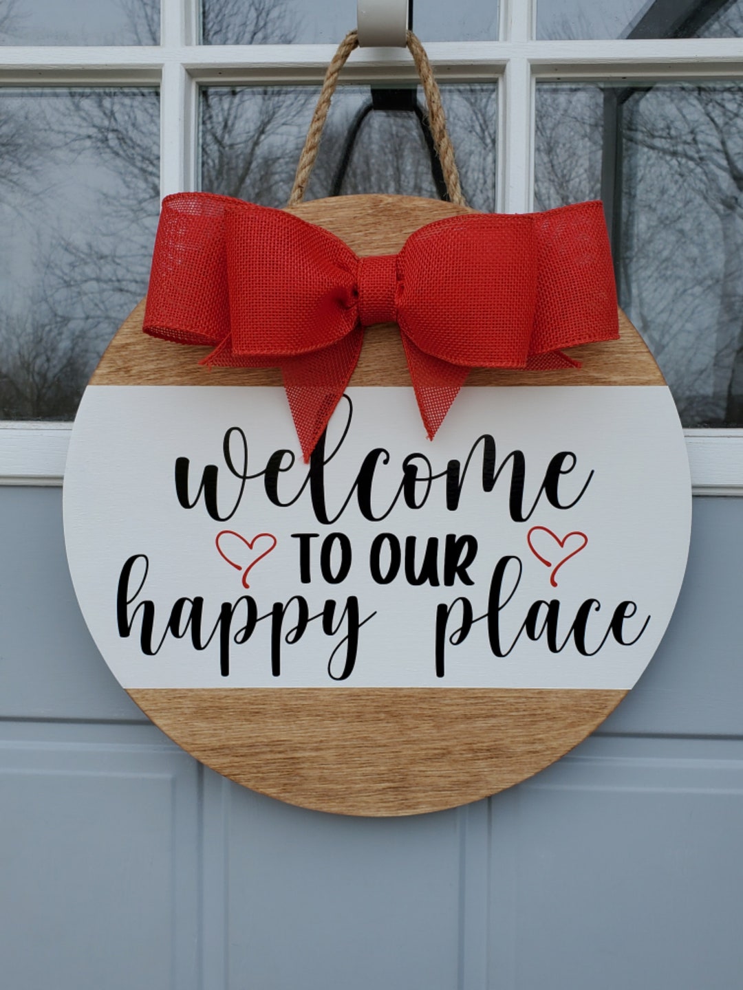 Front Door Hanger | Happy Place | Door Hanger | Welcome | All Year ...