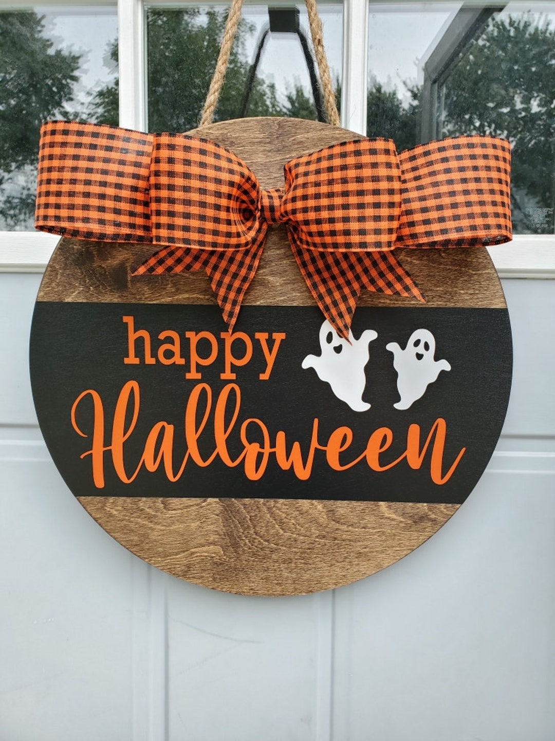 Happy Halloween Door Hanger | Baltic Birch, Ghost Decor - Etsy