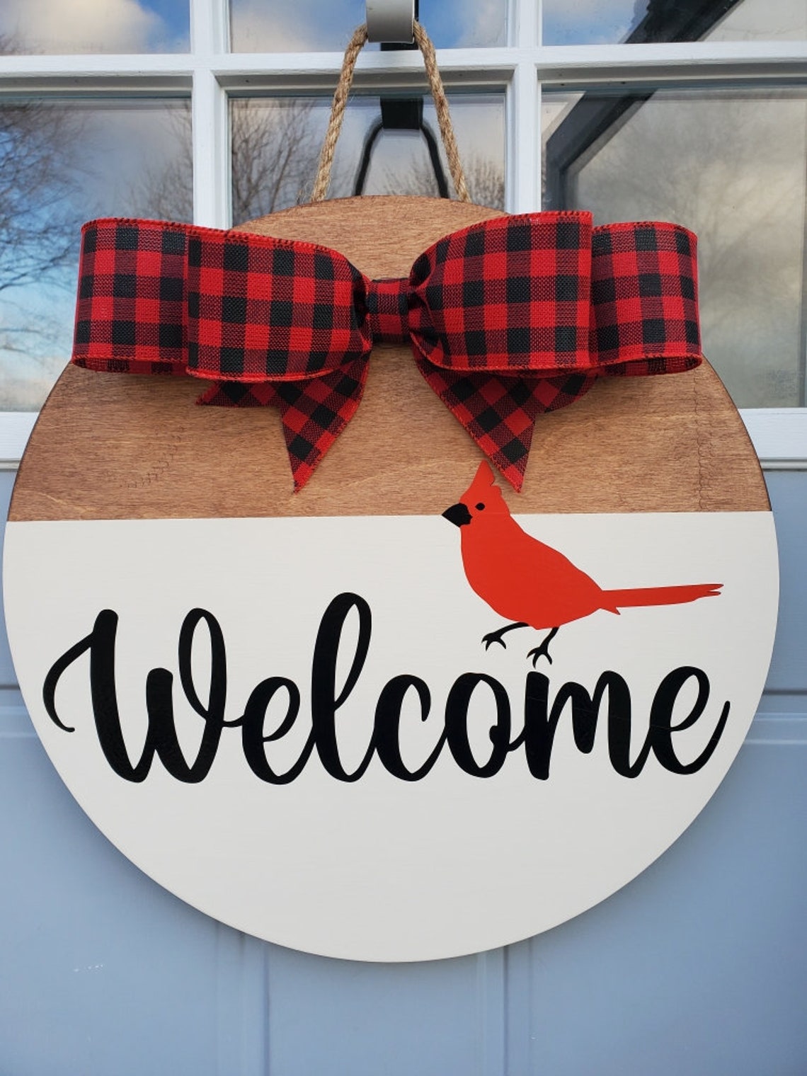 Front Door Hanger Cardinal Welcome Sign Cardinals | Etsy