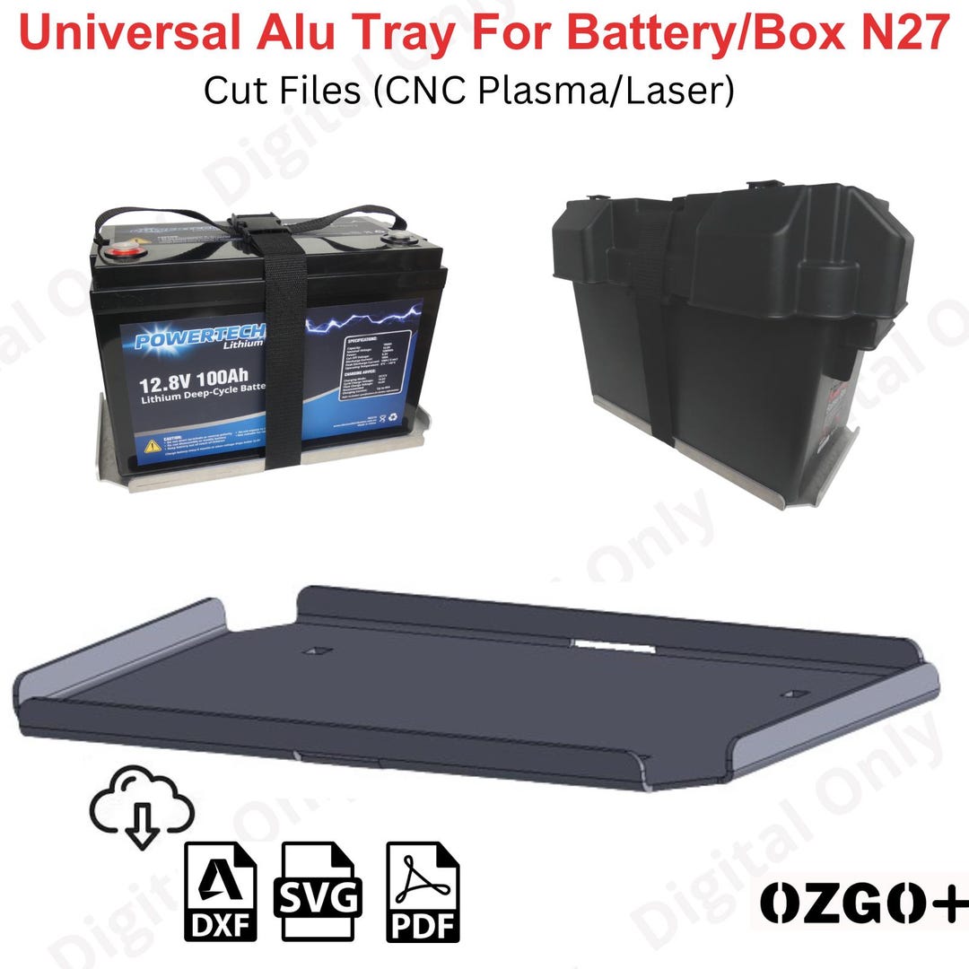DIGITAL FILE – Aluminium Tray for Large Battery or Battery Box N27 (dxf Files for CNC Plasma ...
