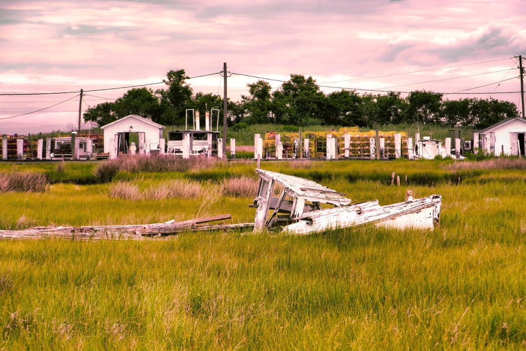 Tangier Island Stranded Boat: Marshland Fine Art Photography Print - Etsy