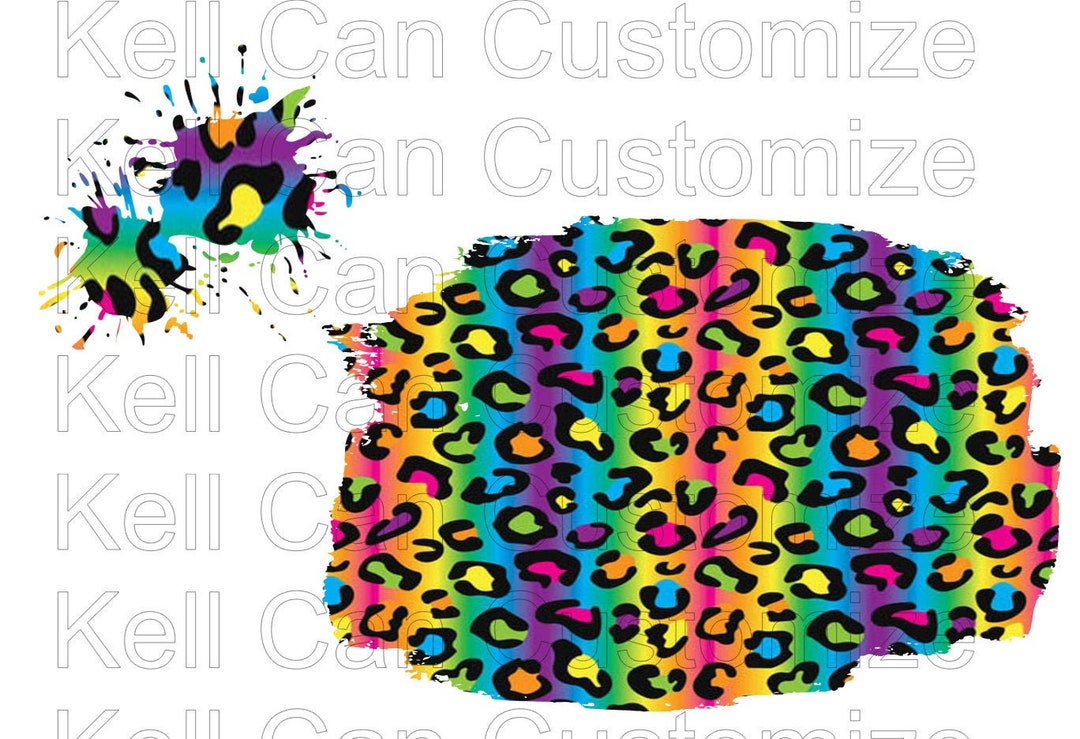 Rainbow Cheetah Background & Paint Splatter PNG Digital Image Instant ...
