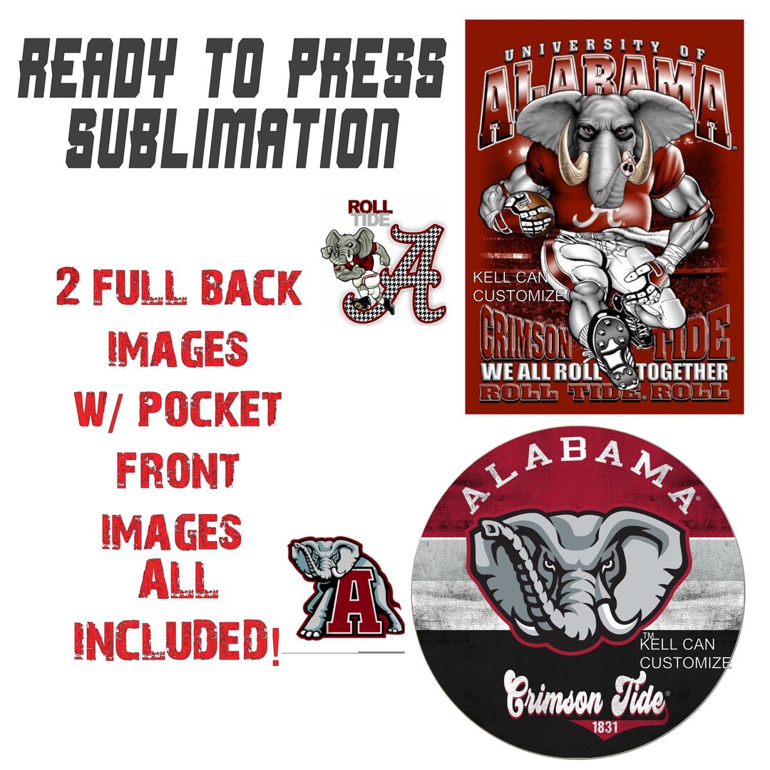 2 Alabama Full Back Images With Front Pocket Images READY TO PRESS ...