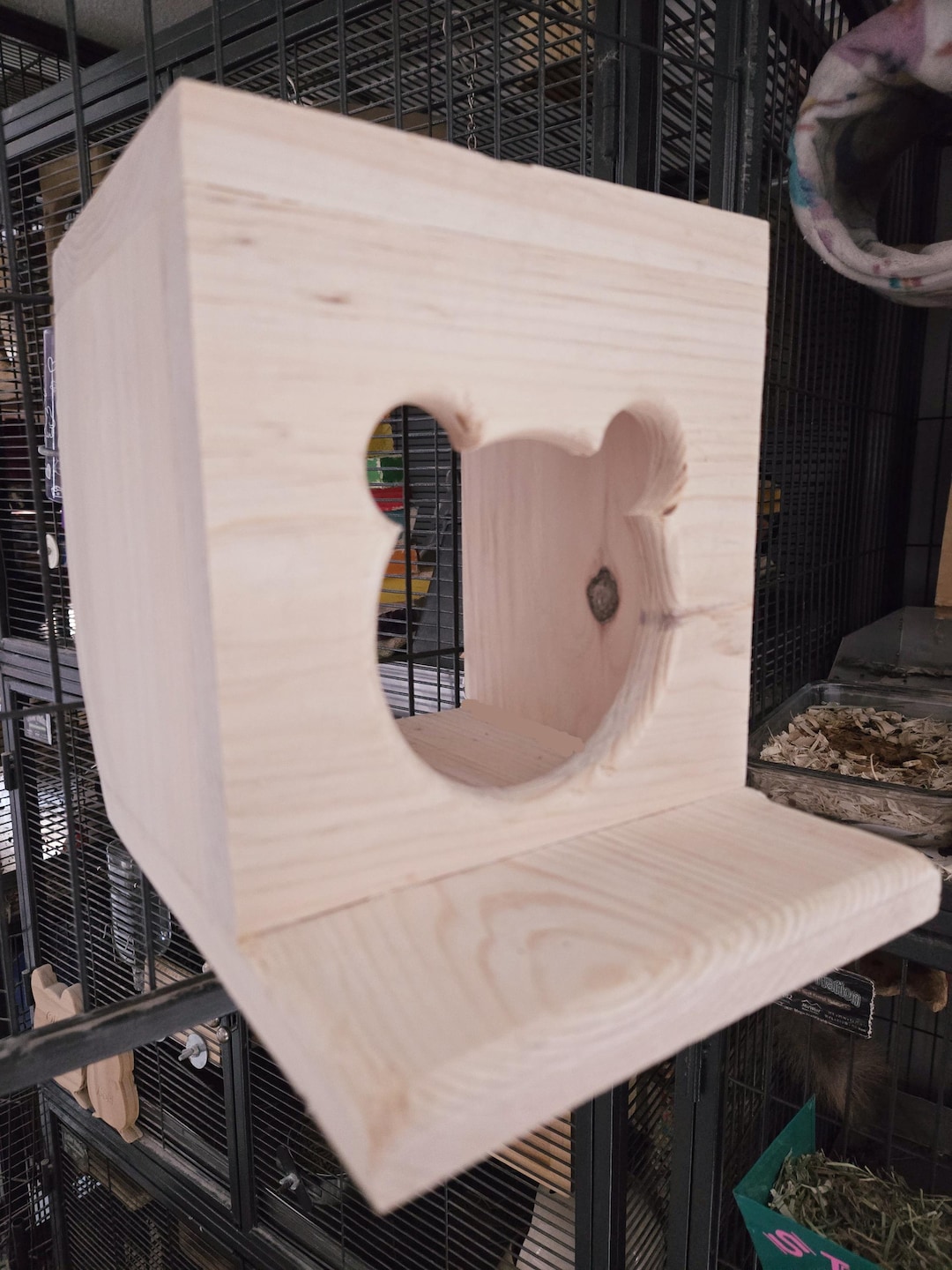 Chinchilla Hanging Hideout House, Open View Back and Front Ledge, Side ...